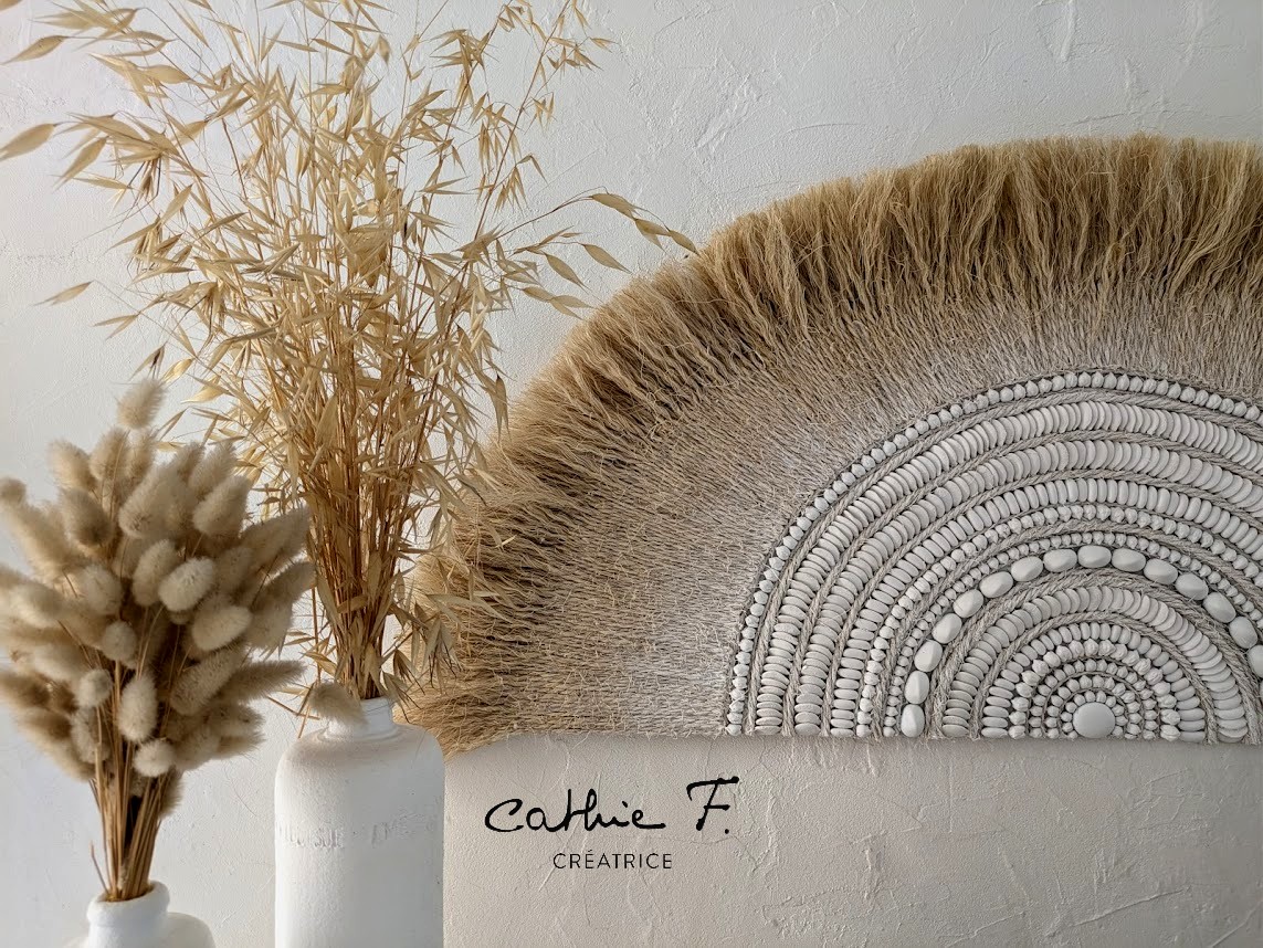 Tête de lit bohème ou juju en fibres coloré WHITY | Cathie F