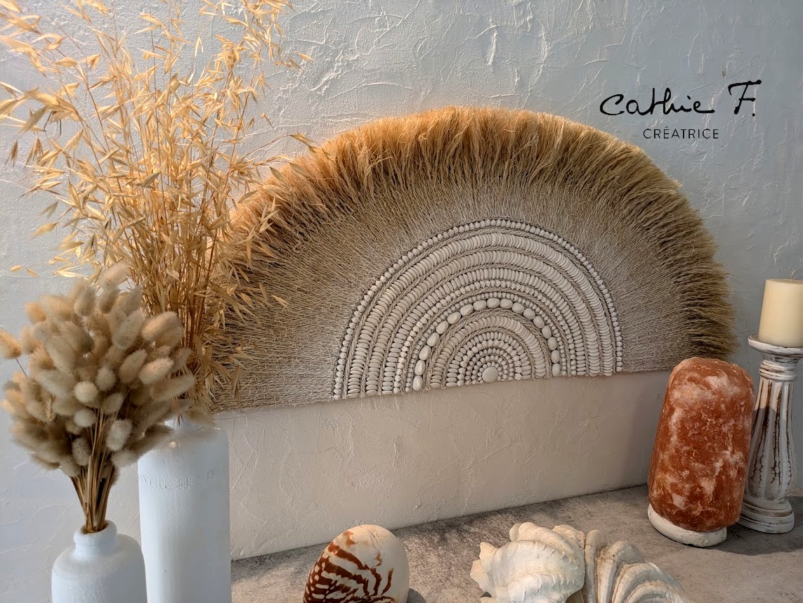 Tête de lit bohème ou juju en fibres coloré WHITY | Cathie F